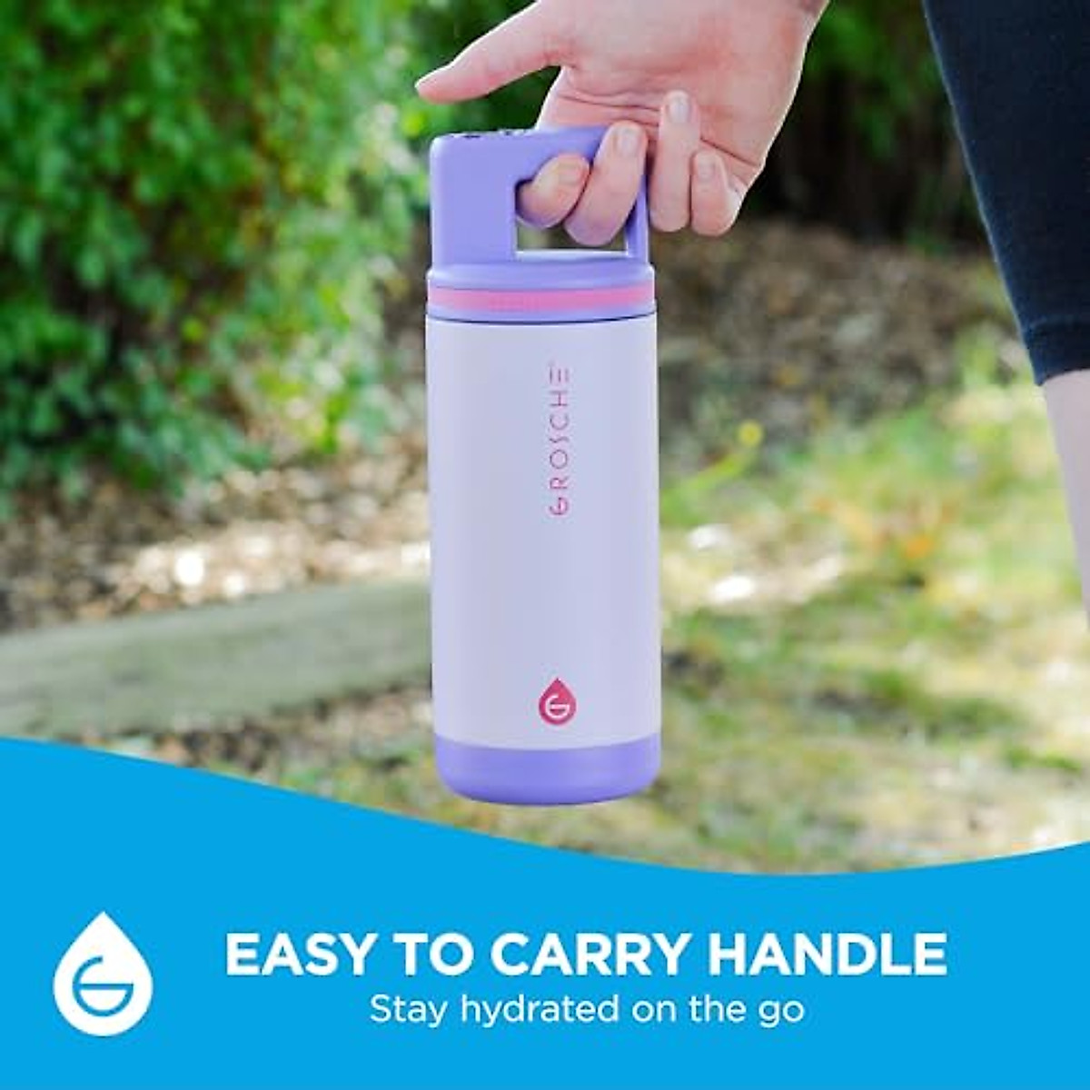 GROSCHE Alpine Flip n' Sip 16oz Insulated Kids Water Bottle - Stainless Steel, Leakproof Flask with Straw - Perfect for Gym, Travel & Outdoor Use - Keeps Water Cold upto 60 hrs - Cosmic Purple