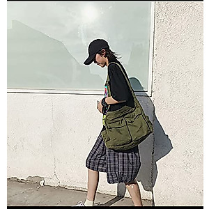 Women's Canvas Hobo Bag Large Crossbody Messenger Bag with Multiple Pockets Shoulder Shoulder Tote Bag for Men Green