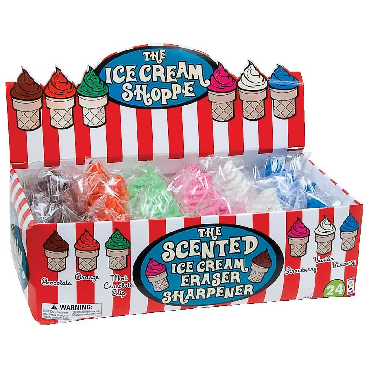 Raymond Geddes Ice Cream Shoppe Scented Erasers For Kids & Sharpener (Pack of 24)
