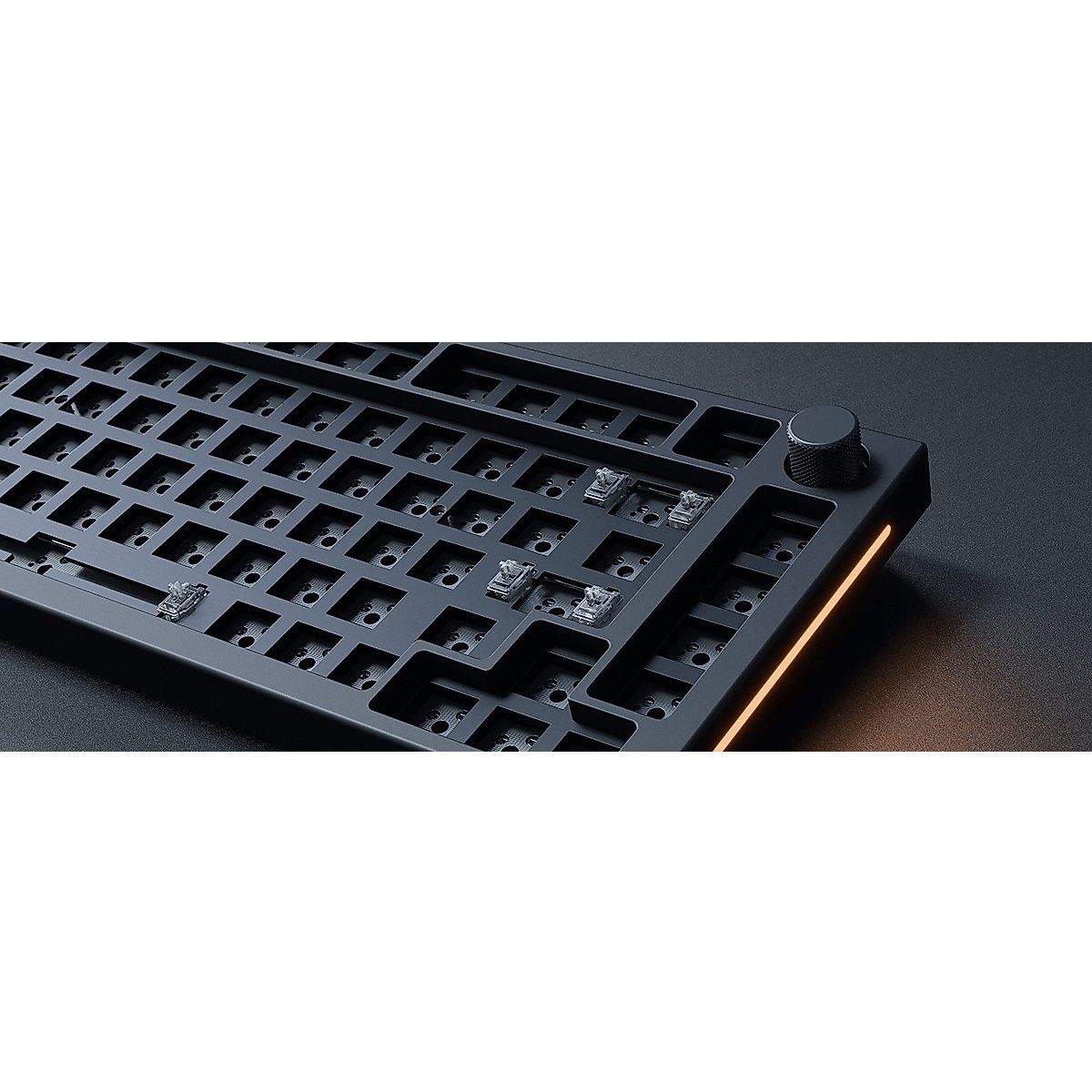 Glorious Gaming GMMK PRO 75% Barebones Black (Frame Only) - Modular Mechanical Gaming Keyboard, TKL Size (75%), 3.3lb Frame, RGB, Fully Customisable, 5-Pin Switch Support