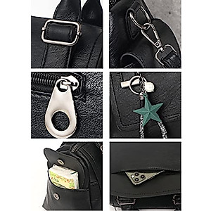 GJGJTER Women Star Pendant Tote Bag Soft Leather Boston Bags Shoulder Bags Satchel Purse-Brown