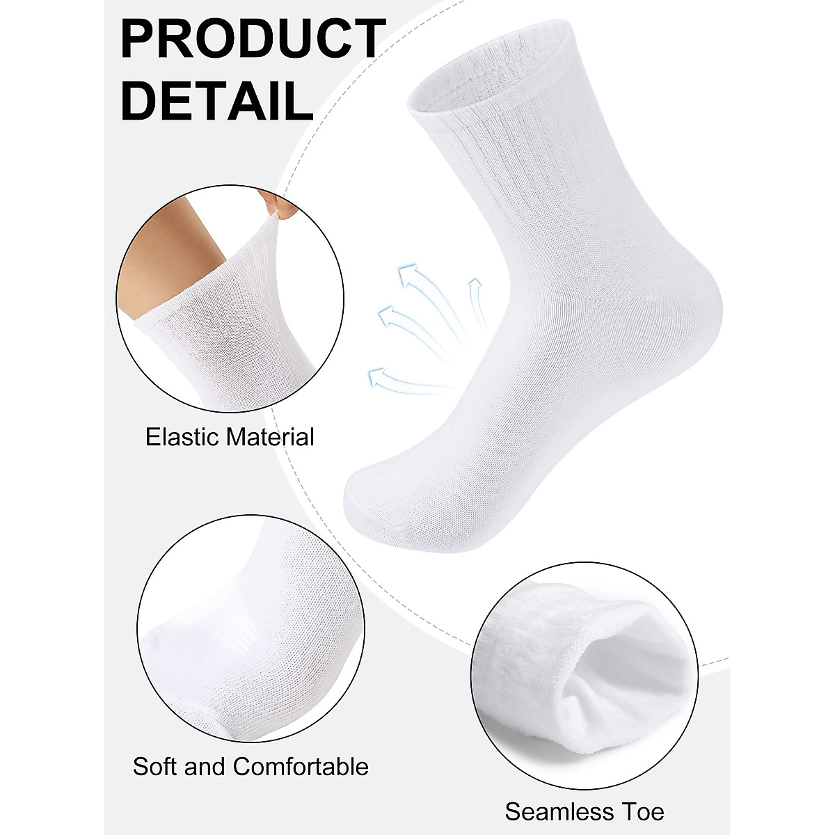 Tarpop 150 Pairs Men Quarter Ankle Socks Bulk Socks Athletic Moisture Wicking Socks Casual Sports Socks Pack (White)
