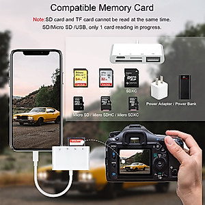 Anytrox SD TF Card Reader Adapter for iPhone/iPad,4 in 1 USB OTG Camera Connection Kits Adapter with SD TF Card Reader and Charge Adapter Compatible for iPhone/iPad,Support Newest iOS 16-White
