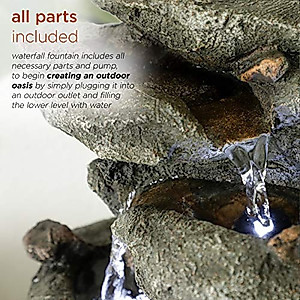 Alpine Corporation TZL154 Alpine Fountain with LED Light Rainforest Rock Frountain, 9" L x 8" W x 14" H, Mixed Colors