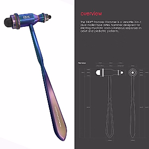 MDF Instruments, Tromner Neurological Reflex Hammer with Pointed Tip Handle for Cutaneous and Superficial Responses - Free-Parts-for-Life (MDF555KL11) (Kaleidoscope - Rainbow)