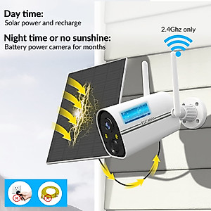 ESCANU Wireless Outdoor Solar Security Camera for Home Security, AI Motion,WiFi Wireless Rechargeable Camera, with Colorful Night Vision, 2-Way Audio, Spotlight,IP65 Waterproof, Cloud/Sd Card Storage