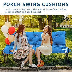 5" Thick Waterproof Porch Swing Cushion 60 x 40 in 3 Seater Replacement Outdoor Swing Cushions with Back Support Patio Swing Cushion for Outdoor Bench Furniture