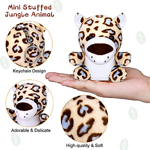 Elcoho 14 Pieces Safari Mini Jungle Animal Plush Toys Small Stuffed Forest Animals Plush Toys 3.75 Inch Keychain Decorations for Animal Themed Parties Goody Bags Filler Favors (Sitting)