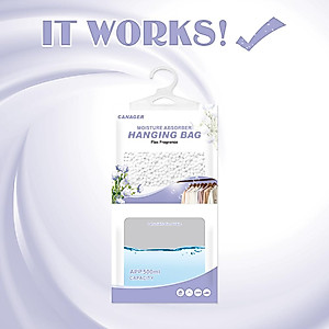 CANAGER Hanging Moisture Absorber, Flax Fragrance Moistureproof Desiccant Hanging Bag，Dehumidifier Bag (8 packs) Hanging Closet Dehumidifier Bags, Moisture Absorb 12.5 oz