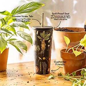 Corkcicle x Warner Brothers Harry Potter Herbology Cold Cup Insulated Tumbler with Lid and Straw, 24 oz – Water Bottle Keeps Drinks Cold 12hrs, Hot 5hrs – Cupholder Friendly, Flexible Sipping Lid