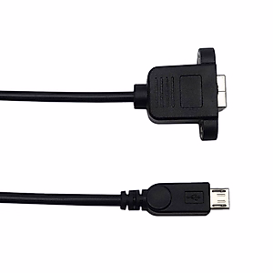 CERRXIAN 50cm Micro USB 5pin Male to USB Type B 2.0 Female Extension Panel Mount Data and Charge Cable with Screws Holes