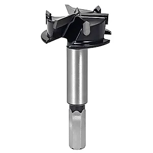 uxcell Forstner Wood Boring Drill Bit 35mm Dia. Hole Saw Carbide Alloy Steel Tip Hex Shank Cutting Tool for Plywood Wood