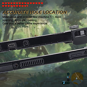 DLseego Switch OLED Protective Case Dockable Hard Shell Black Shockproof Cover Joy Con Skin with 4PCS Thumb Grips Caps Design for Switch OLED New Model