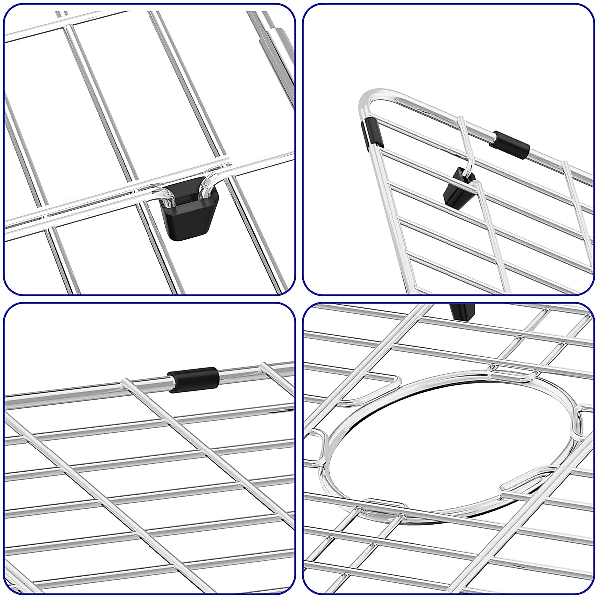 GEDLIRE Stainless Steel Sink Grate Protector for Bottom of Kitchen Sink, 28.5" x 15.5" Metal Kitchen Sink Grid with Centered Drain, Curve Corner Sink Rack with Sink Strainer for Single Sink Bowl