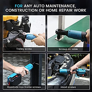 KOLSOL 1/2" Cordless Electric Ratchet Wrench Set, 44 Ft-lbs 600 RPM 21V Cordless Ratchet Kit with Variable Speed Trigger, Powered Ratchet Wrench with 2 6000mAh Lithium-Ion Battery