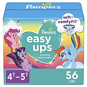 Pampers Easy Ups Training Underwear Girls, 4T-5T Size 6 Diapers, 56 Count (Packaging & Prints May Vary) (Pack of 2)