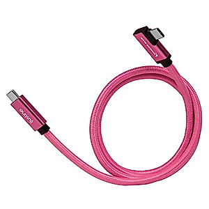KONDOR BLUE X iJustine Pink Braided USB-C to USB-C Right Angle | USB 3.1 Gen 2 | 10Gb/s Data Transfer Speeds | 100W Charging | 1FT