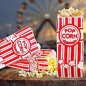 400 Popcorn Bags 1 Once - Perfect Size for Theater, Movies, Birthday Parties Celebration - Great Carnival Light Snacking Bags - Popcorn Bags for Party - Sturdy Paper Bags. (400)