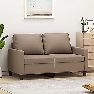GOLINPEILO Modern Loveseat Sofa Couch 2-Seater Sofa, Small Upholstered Sofa for Bedroom, Apartment, Office,Small Spaces, Cappuccino 54.3"x30.3"x31.5" Faux Leather -AA