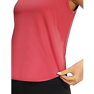 JOYSPELS Athletic High Neck Tank Top for Women - Sleeveless Workout & Yoga Shirt in Red