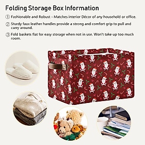 ALAZA Christmas Santa Claus Gift Red Foldable Storage Box Storage Basket Organizer Bins with Handles for Shelf Closet Living Room Bedroom Home Office 1 Pack