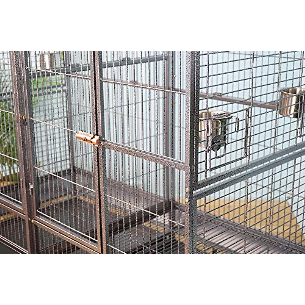 Double Cage with Center Divider for Bird Parrot Aviary W64xd32xh73