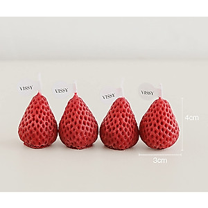 Strawberry Shaped Scented Candle,4PACK 75G Fruit Aroma Soy Wax Decorative Candle for Table Photo Prop Birthday Gift,Prefect for Meditation Stress Relief Mood Boosting Bath Yoga (Red)