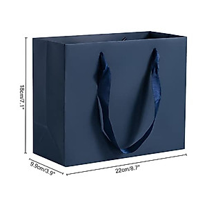 Dasofine 25pcs Navy Gift Bags, Small Gift Bags 8.7" x 3.9" x 7.1", Thick Kraft Paper Favor Bags, Navy Blue Gift Bags with Handles for Party, Wedding, Baby Shower