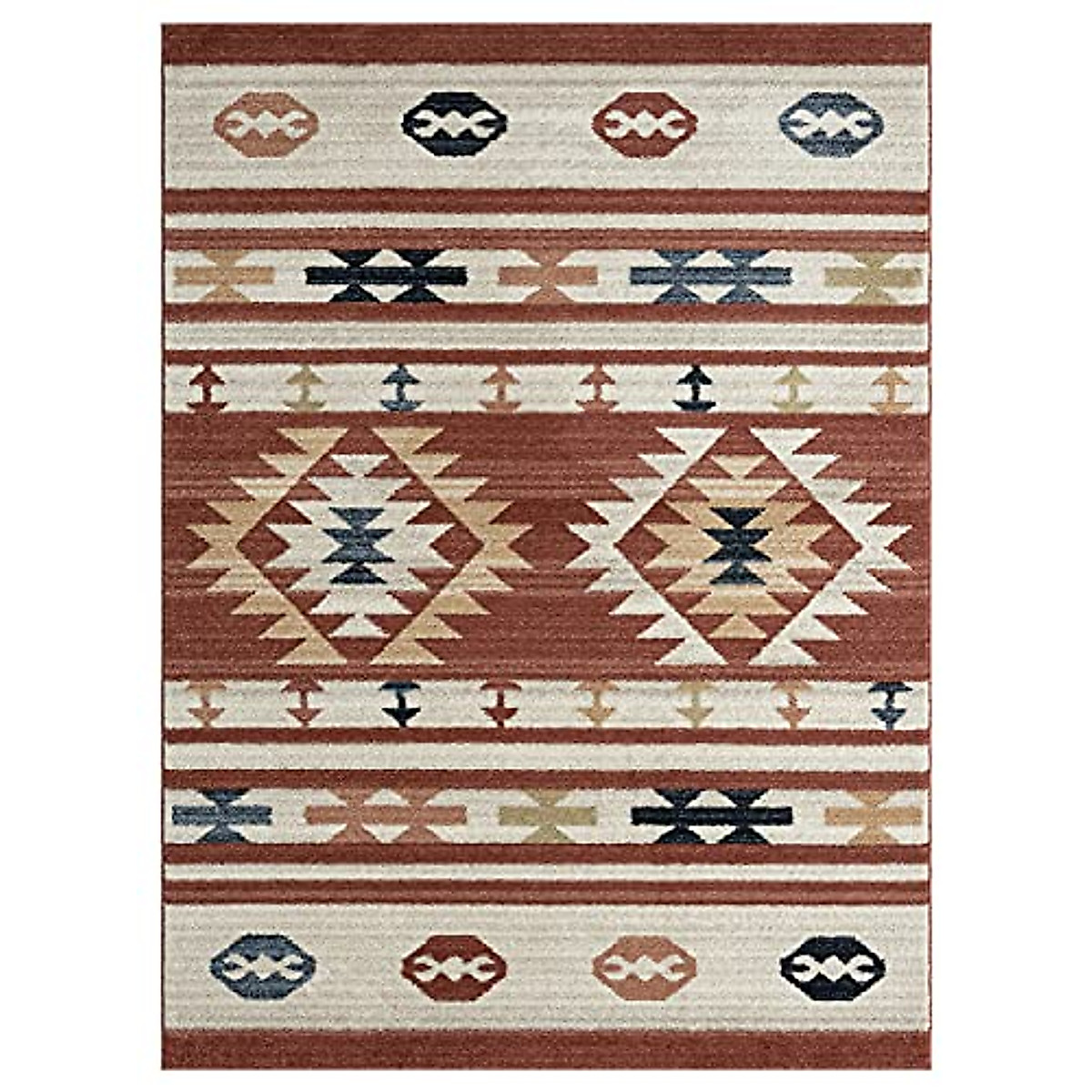 Abani Rugs Native Tribal Print Burnt Amber & Beige Living Room Rug - Premium Southwestern Style Non-Shedding 5'3" x 7'6" (5x8) Area Rug