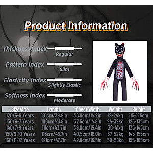 Aepotumn Boys Cartoon Scary Cat Costume Child Horror Monster Character Costumes Scary Halloween Cosplay Jumpsuit