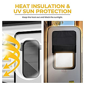 BougeRV RV Door Shade Cover, Foldable RV Sun Shade Windshield Blackout Shower Curtains Coverage RV Accessories Fits for Most RV Interior Door Window Oxford Materials Black (25" X 16")