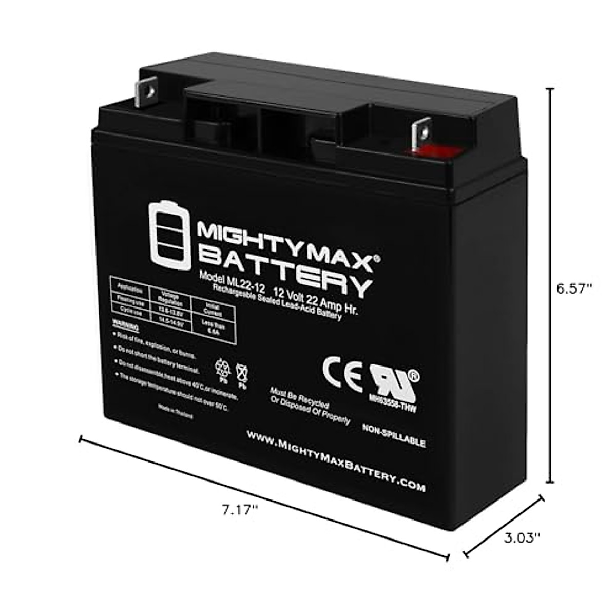 Mighty Max Battery 12v 22ah ups Battery Replaces 21ah leoch djw12-20, djw 12-20