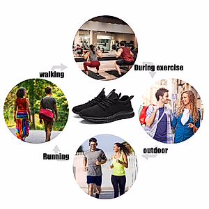 FUJEAK Women Walking Shoes Athletic Casual Road Running Breathable Fashion Sneakers Gym Tennis Lace Up Comfortable Lightweight Shoes A Black