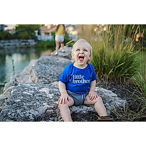 Olive Loves Apple Little Brother Bodysuit for Baby Boys Sibling Outfits Granite Heather Bodysuit Newborn