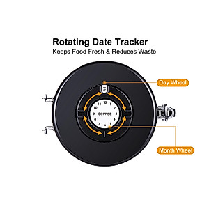 Apexstone Coffee Canister Black Large, Coffee Storage Airtight Canister with Scoop, Airtight Coffee Canister With Scoop(22 oz), Coffee Canister Stainless Steel Storage Container with Date Tracker