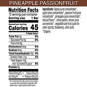 Pure Organic Layered Fruit Bars, Gluten Free, Vegan Fruit Snacks, Pineapple Passionfruit (2 Boxes, 24 Bars)