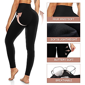 5 Pack Leggings for Women High Waisted No See-Through Soft Tummy Control Black Pants for Running Yoga Athletic Workout