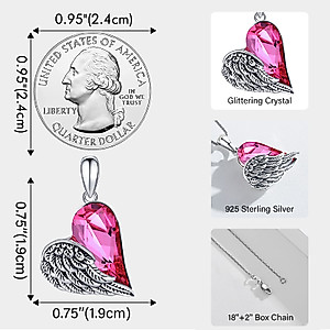 TwoAnts Angel Wings Necklace 925 Sterling Silver Guardian Angel Love Pendant Necklace with Love Heart Crystal Necklace Jewelry Graduation Birthday Gifts for Her Women Wife