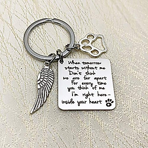 ShiQiao Spl Pet Bereavement Memorial Remembrance Gift - When Tomorrow Starts Without Me Paw Prints Keychain Dog Cat Loss Gifts for Pet Owner Sympathy Gifts