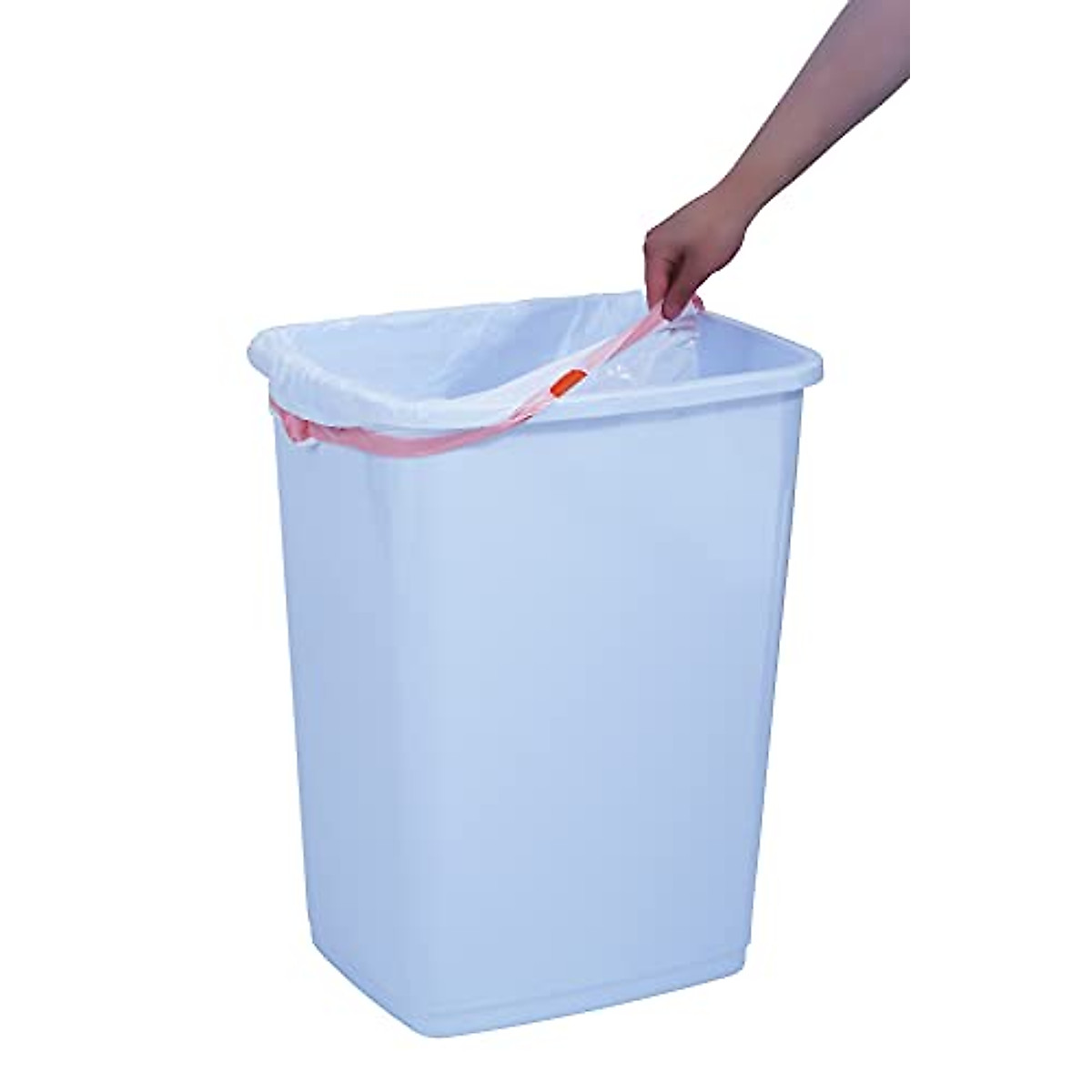 Large Plastic Trash Can with Swing Top Lid, 13 Gallon White Waste Bin for Kitchen, Garage, Indoor/ Outdoor Trash Can