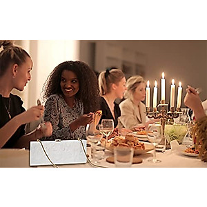 Acrylic Clutch Evening Bag Long Pearl Acrylic Clutch Purse Handbag for Dinner Party Wedding iPhone White