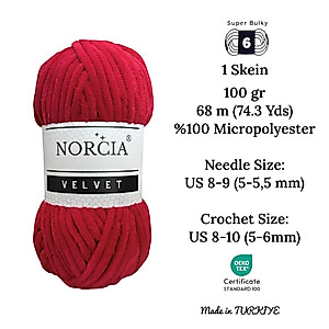 NORCIA Soft Velvet Yarn Chenille Yarn for Crocheting Baby Blanket Yarn for Knitting Amigurumi Yarn Fancy Yarn for Crochet Weaving Craft