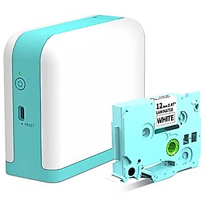 Vixic Bluetooth Label Maker, P3200 Portable Label Print, Multiple Templates Compatible Android iOS to Use Home Office Organization Type-C Rechargeable Label Maker, White-Green