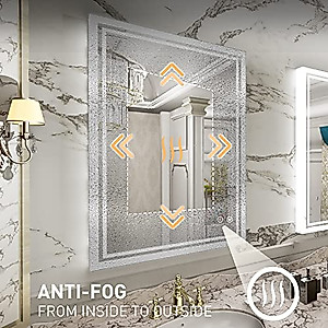 TokeShimi 20 x 28 Inch LED Lighted Bathroom Mirror Backlit Mirror with Lights Anti-Fog Dimmable Wall Mounted Makeup Mirror with with Front Lights & Backlight(Horizontal&Vertical)