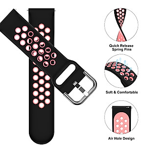 NAHAI 3 Pack Compatible with Samsung Galaxy Watch Active 2 Bands 40mm 44mm/ Active/Galaxy Watch 3 Band 41mm/Watch 4, Galaxy Watch 42mm Band, Soft Silicone Replacement Wristband for Women Men, Small