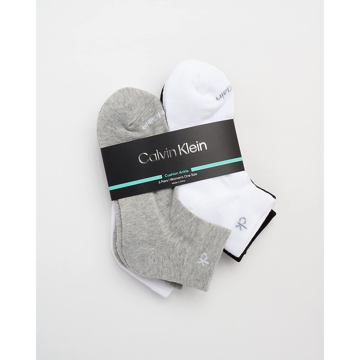 Calvin Klein Women's Athletic Sock - Cushion Quarter Cut Ankle Socks (6 Pack), Size 4-10, BlackWhiteGrey
