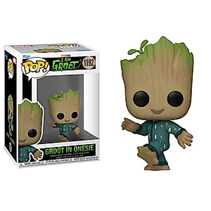POP Marvel: I Am Groot - Groot Dancing in Onesie PJs Funko Vinyl Figure (Bundled with Compatible Box Protector Case), Multicolored, 3.75 inches