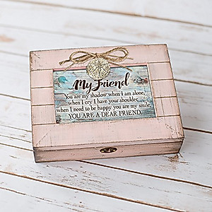 Cottage Garden Smile Dear Friend Teal Distressed Locket Music Box Plays That's What Friends are for