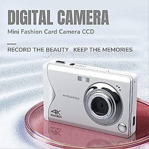 Digital Camera for Photograph, 4K 48MP Video Vlogging Camera with Fill Light, 16X Digital Zoom Pocket Camera for Students Teens Beginners, 3.0in LCD HD Display (White)