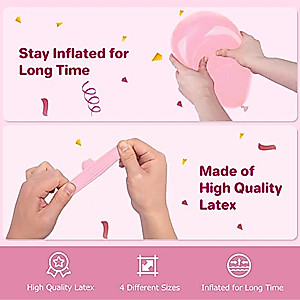HUAXUS Pink Balloons - 100pcs Pastel Light Pink Latex Balloons Different Sizes 18/12/10/5 Inch for Valentines Day Baby Shower Wedding Birthday Party Decorations